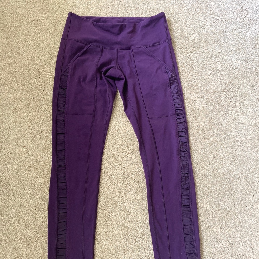 Lululemon Purple Pants Silk Ruched Detail - Gem